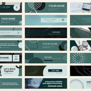Linkedin Cover Header Banner | Editable Green Canva Template for ...