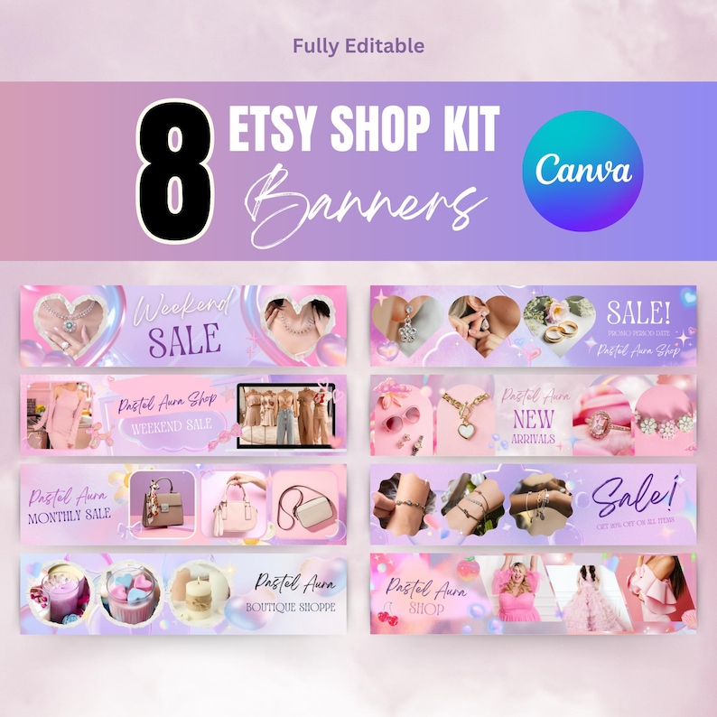 Etsy Shop Banner Templates Aesthetic | Cute Store Banners Canva Kit ...