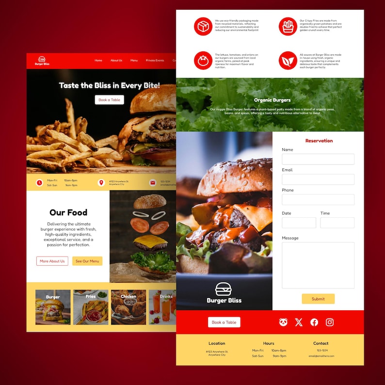 Figma Landing Page Template for Burger Bar Restaurant | Fast Food Chain ...