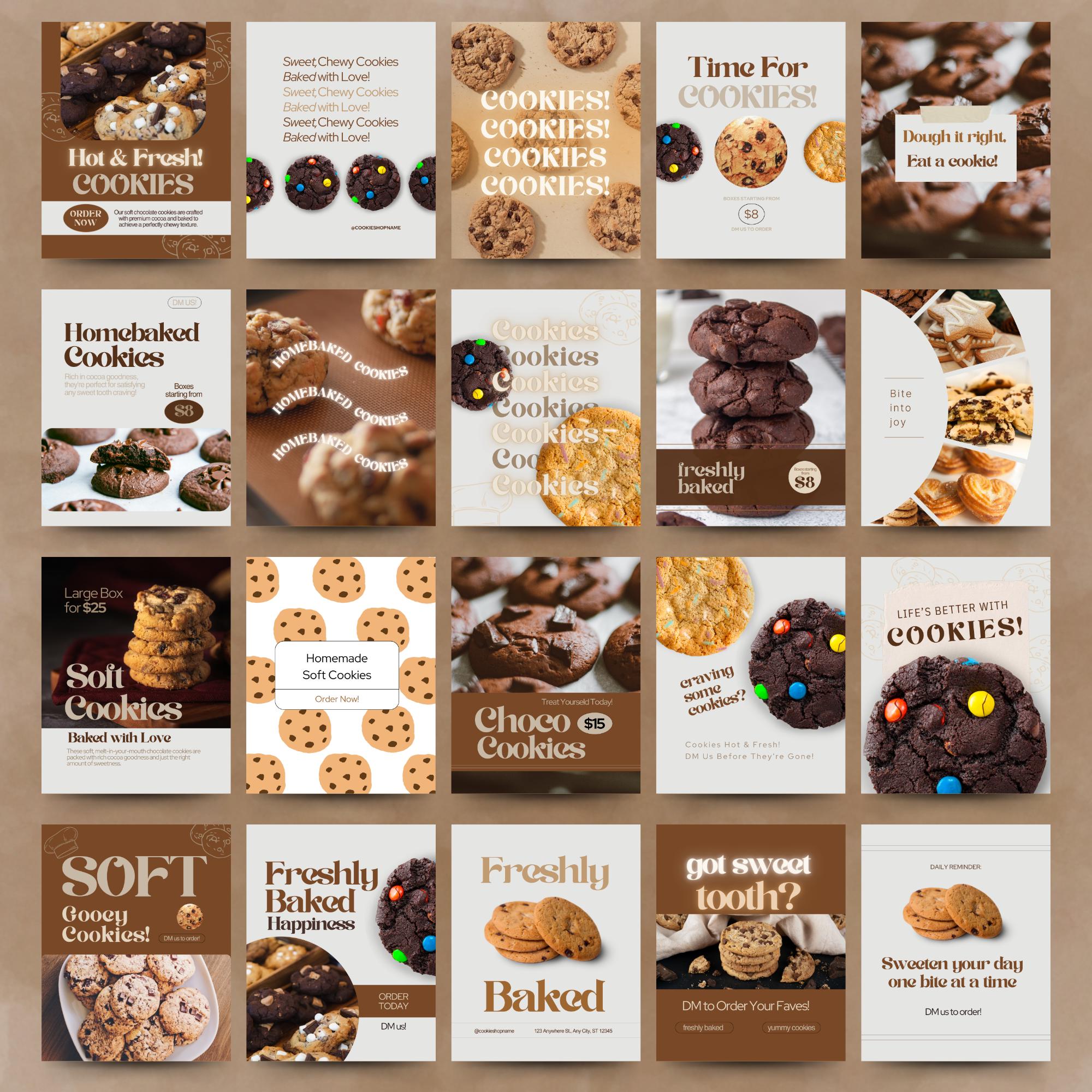 Cookie Shop Instagram Canva Templates | Editable IG Social Media Bakery ...