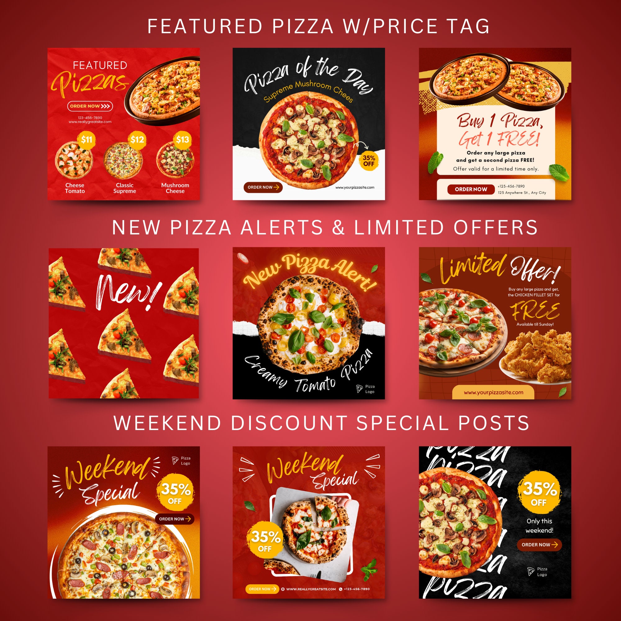 Editable Pizza Social Media Templates & Flyers | Canva | Pizzeria ...