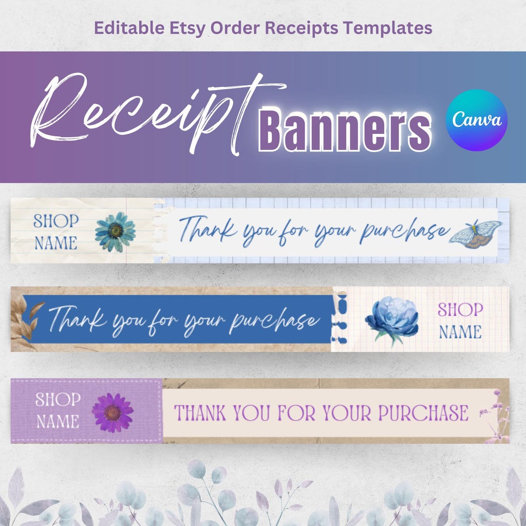 Etsy Receipt Banner Templates | Order Banner Editable in Canva | Cute ...