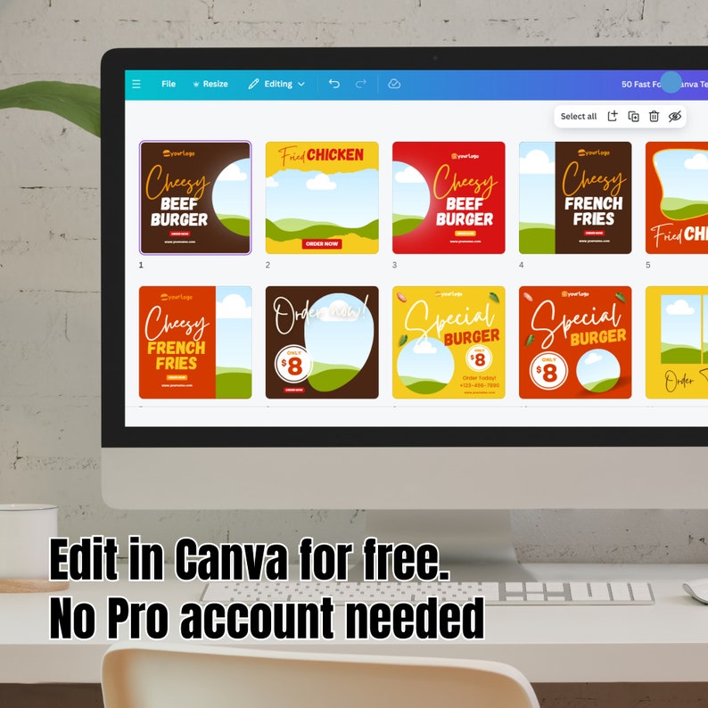 Fast Food Restaurant Instagram Flyer Posts | burger, Chicken, Fries ...