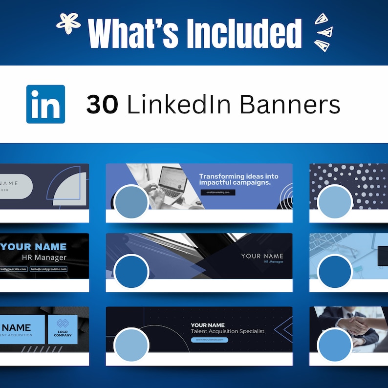 Professional Linkedin Blue Banner Header Cover | Minimalist Editable ...