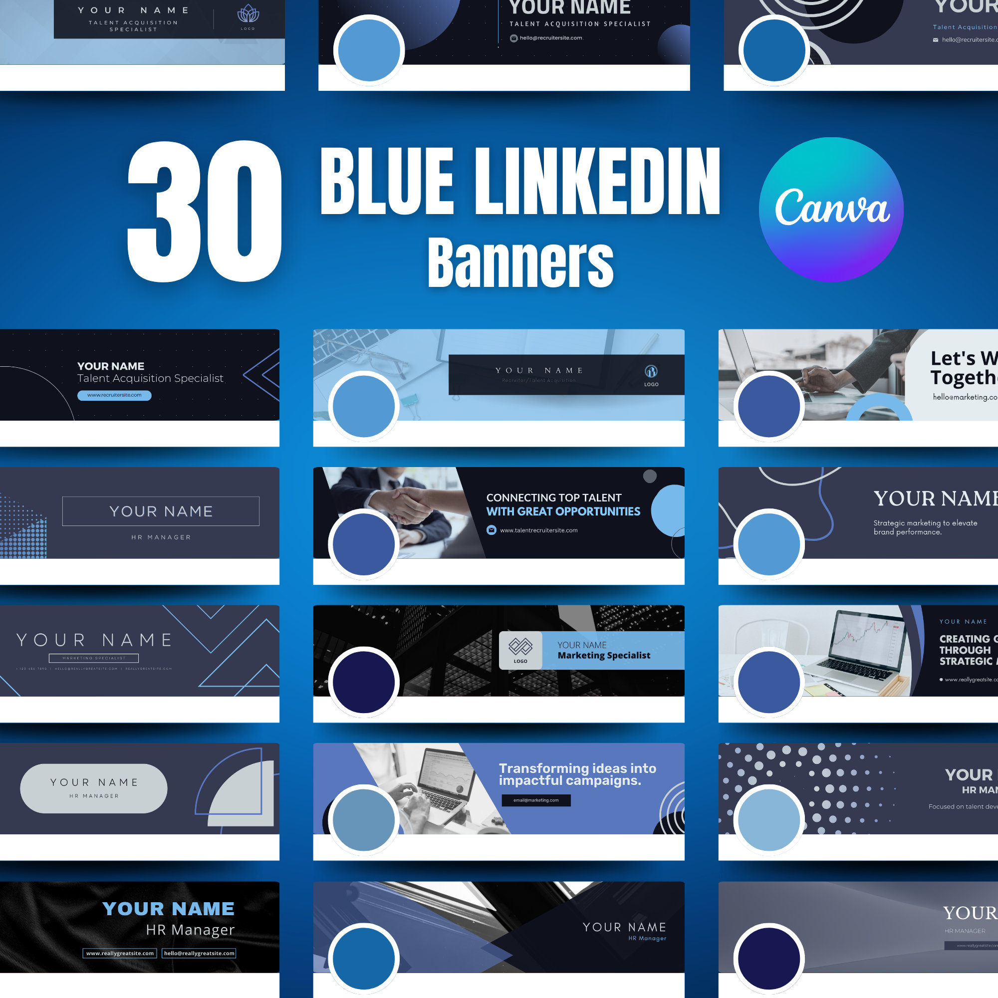 Professional Linkedin Blue Banner Header Cover | Minimalist Editable ...
