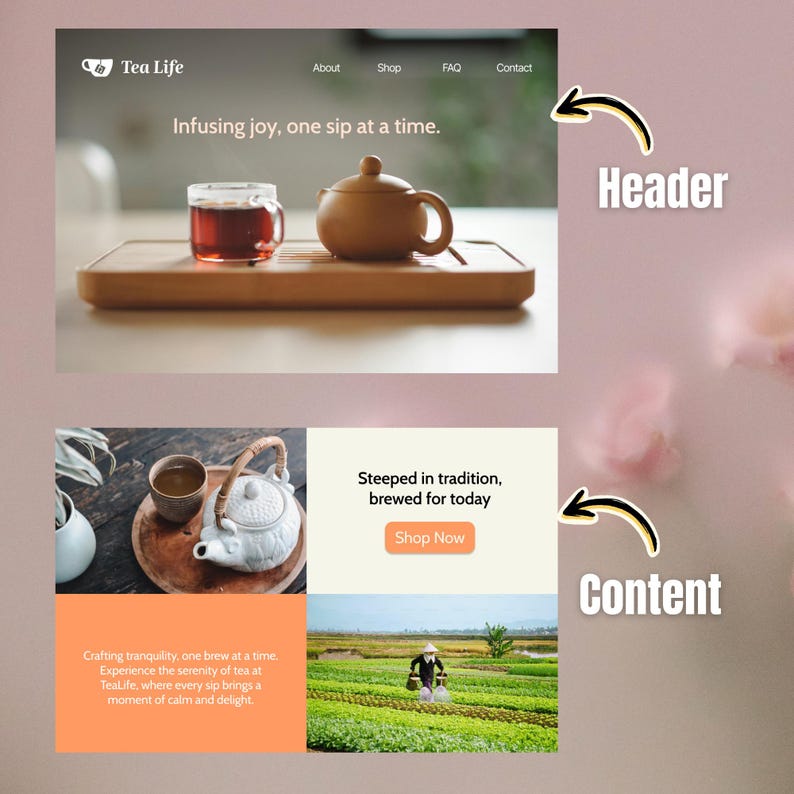 Figma Landing Page Template for Tea Shop | Editable Desktop Website Homepage | Beverage Drink ...