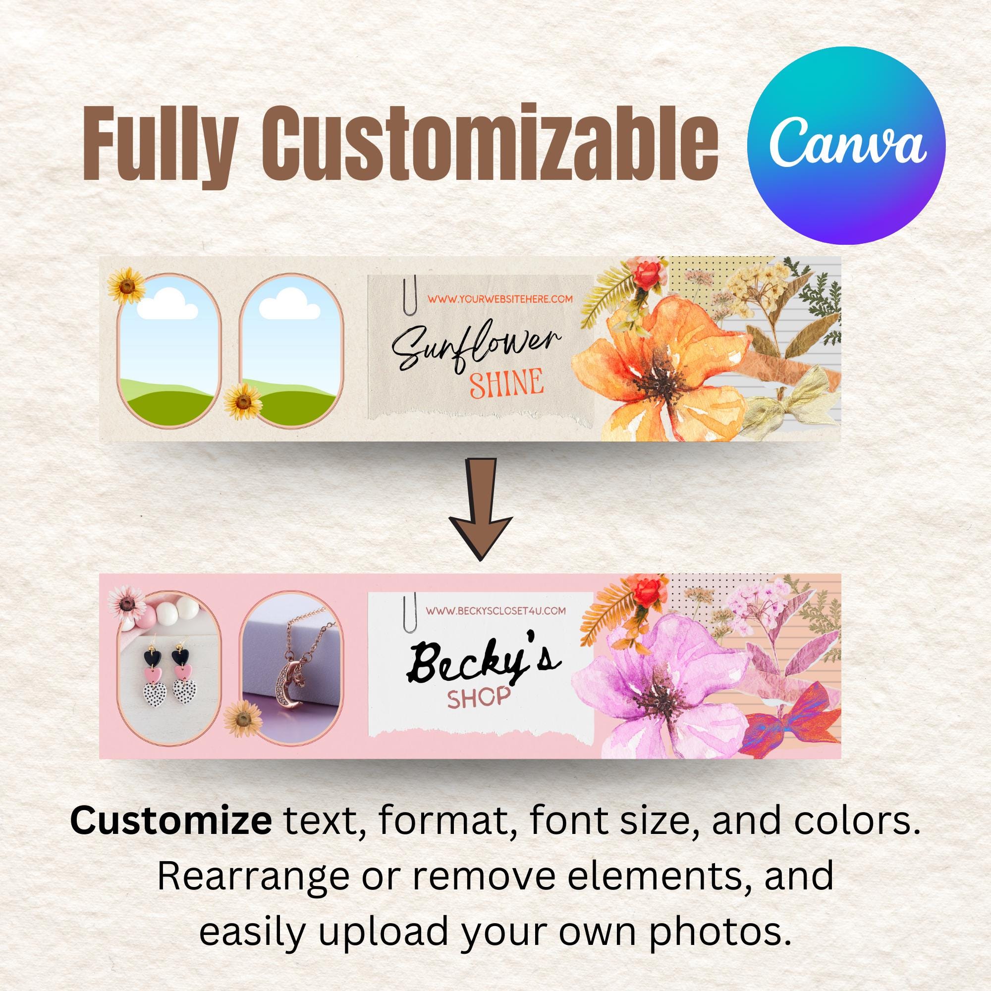 Etsy Shop Banner Kit Canva Editable Template | Customizable Shop ...