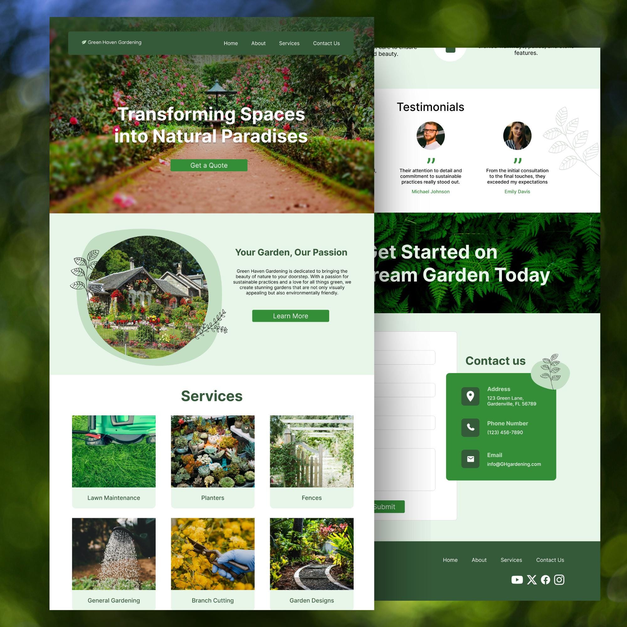 Figma Landing Page Template for Gardening & Landscaping Business Site ...