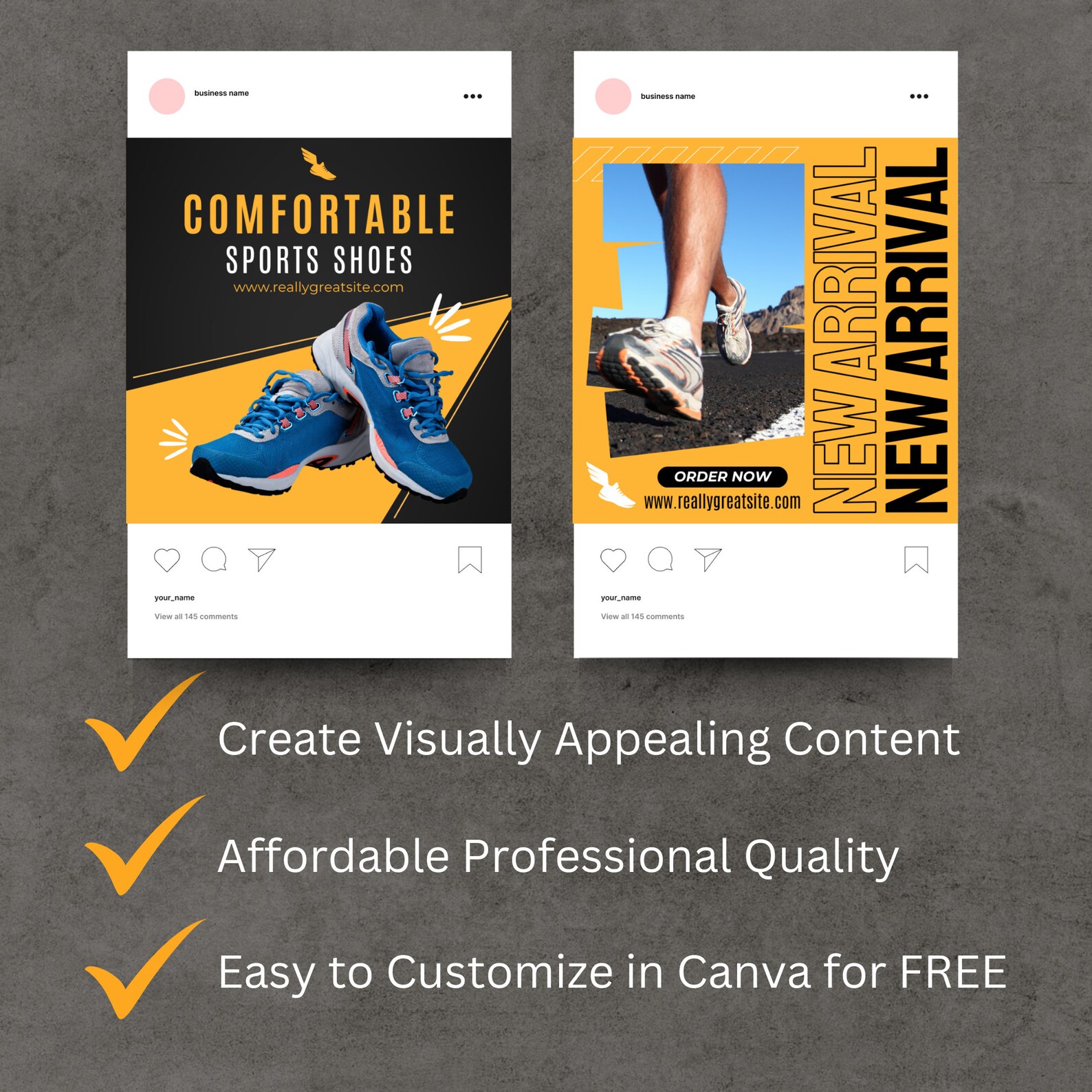 Sports Shoes Instagram Canva Templates Editable Posts for Sneaker ...