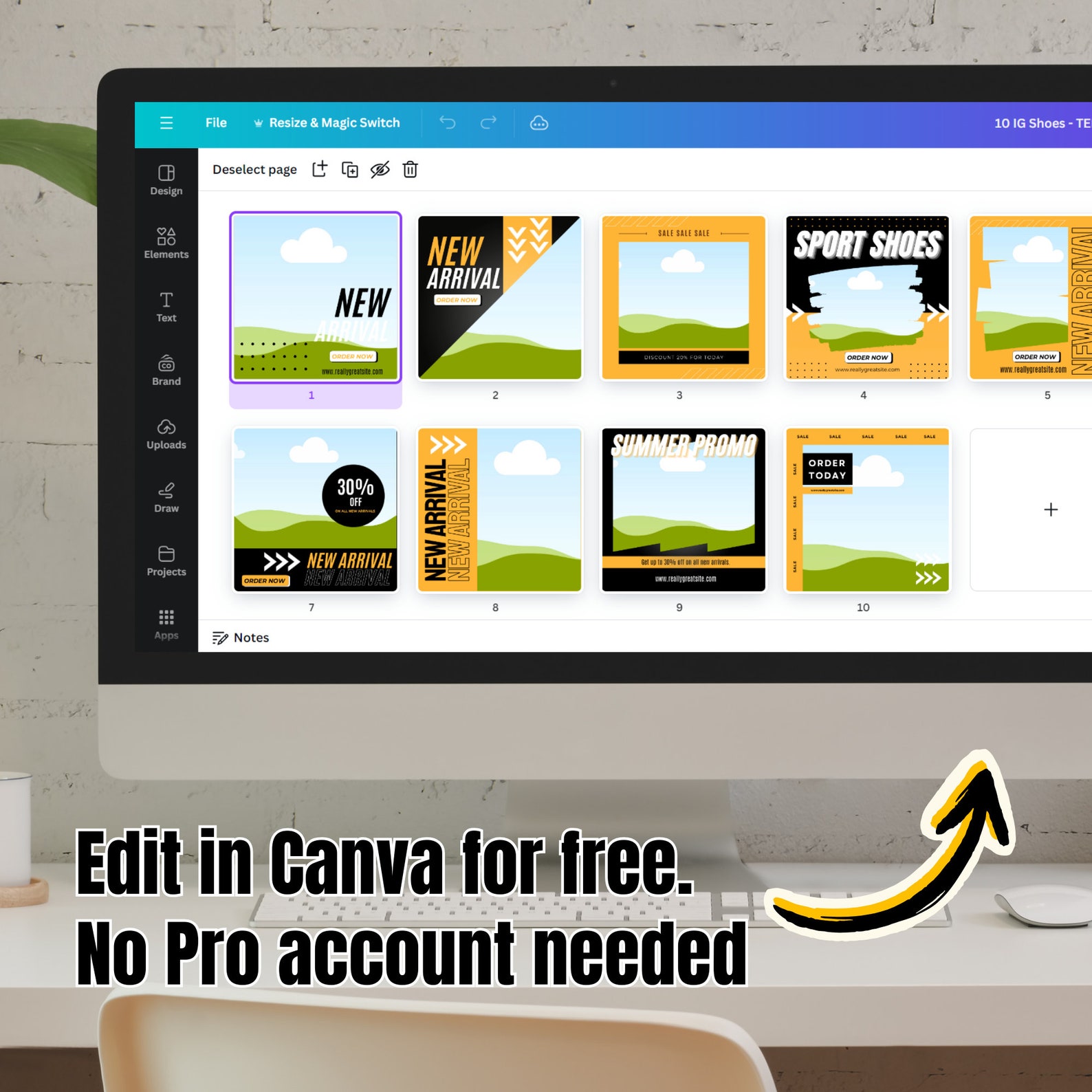 Sports Shoes Instagram Canva Templates | Editable Posts for Sneaker ...