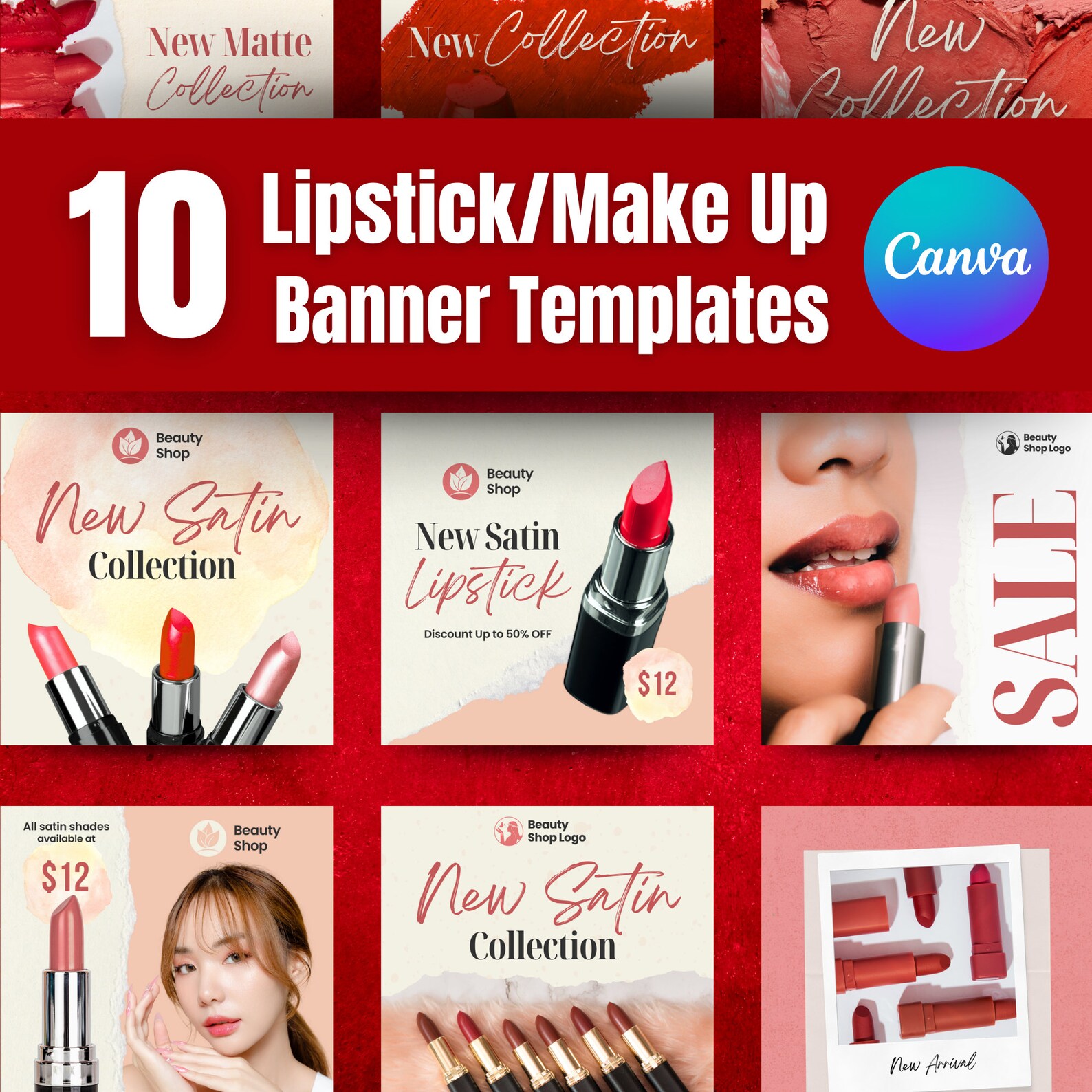 Editable Lipstick Canva Social Media Post Templates | Perfect for ...