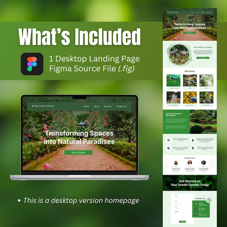 Figma Landing Page Template for Gardening & Landscaping Business Site | Editable Desktop Website ...
