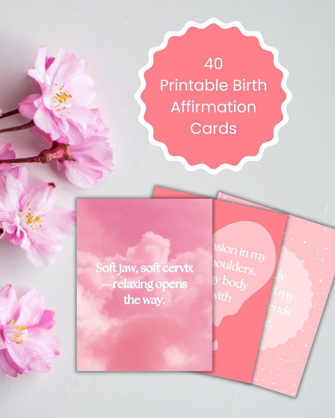 40 Printable Birth Affirmation Cards Digital Download Positive Birth ...