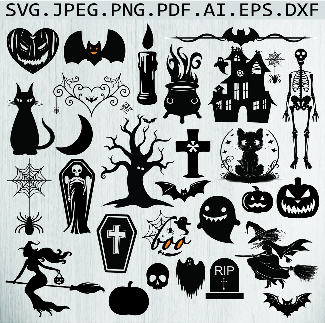 Halloween SVG Bundle: Spooky Clipart, Cut Files (digital Download) - Etsy