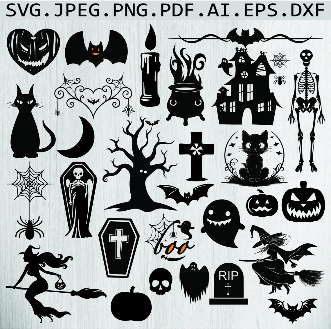 Halloween SVG Bundle: Spooky Clipart, Cut Files (digital Download) - Etsy