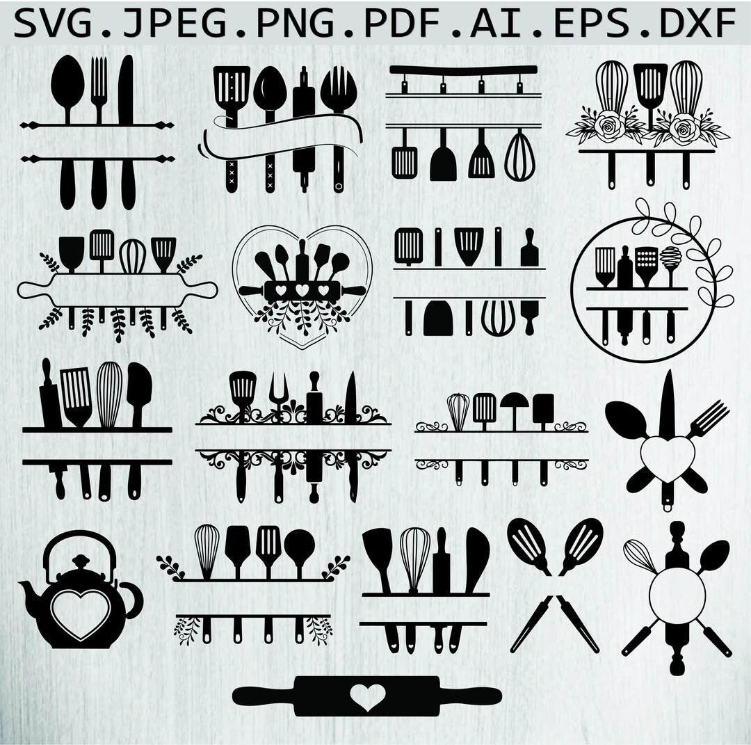 Kitchen Monogram Svg, Baking Monogram Svg, Cooking Monogram Svg ...