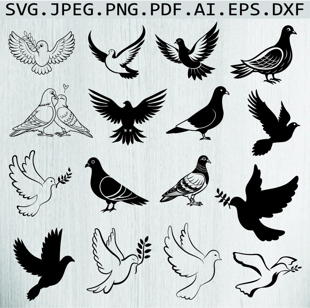 Dove SVG Bundle: Pigeon Clipart, Wedding Doves (digital Download) - Etsy