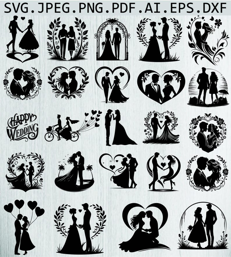 Wedding Heart Svg, Wedding Svg, Bride and Groom Svg,celebration Wedding ...