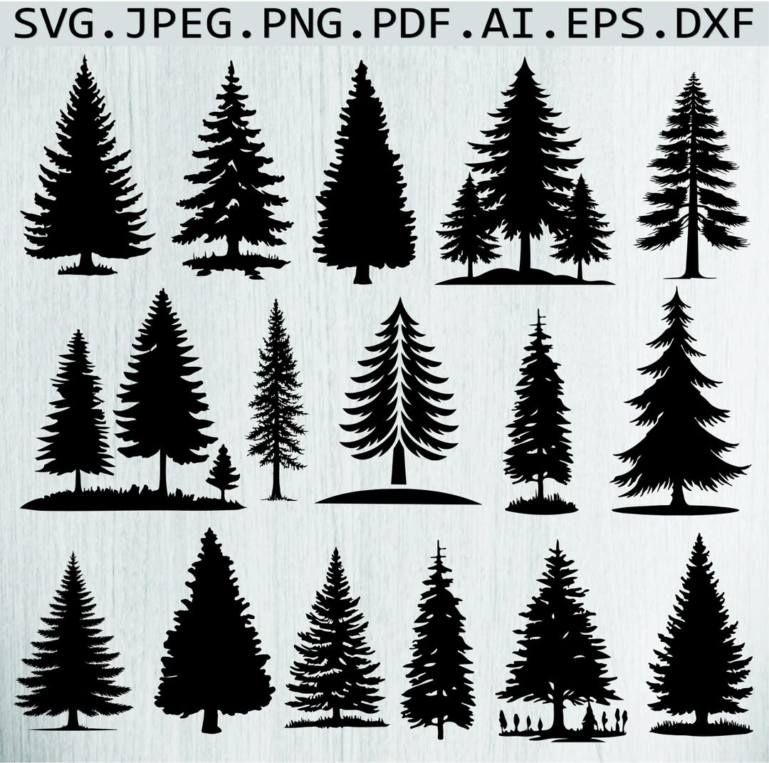 Evergreen Trees Svg, Pine Tree Svg Bundle, Forest Landscape Svg, Pine ...
