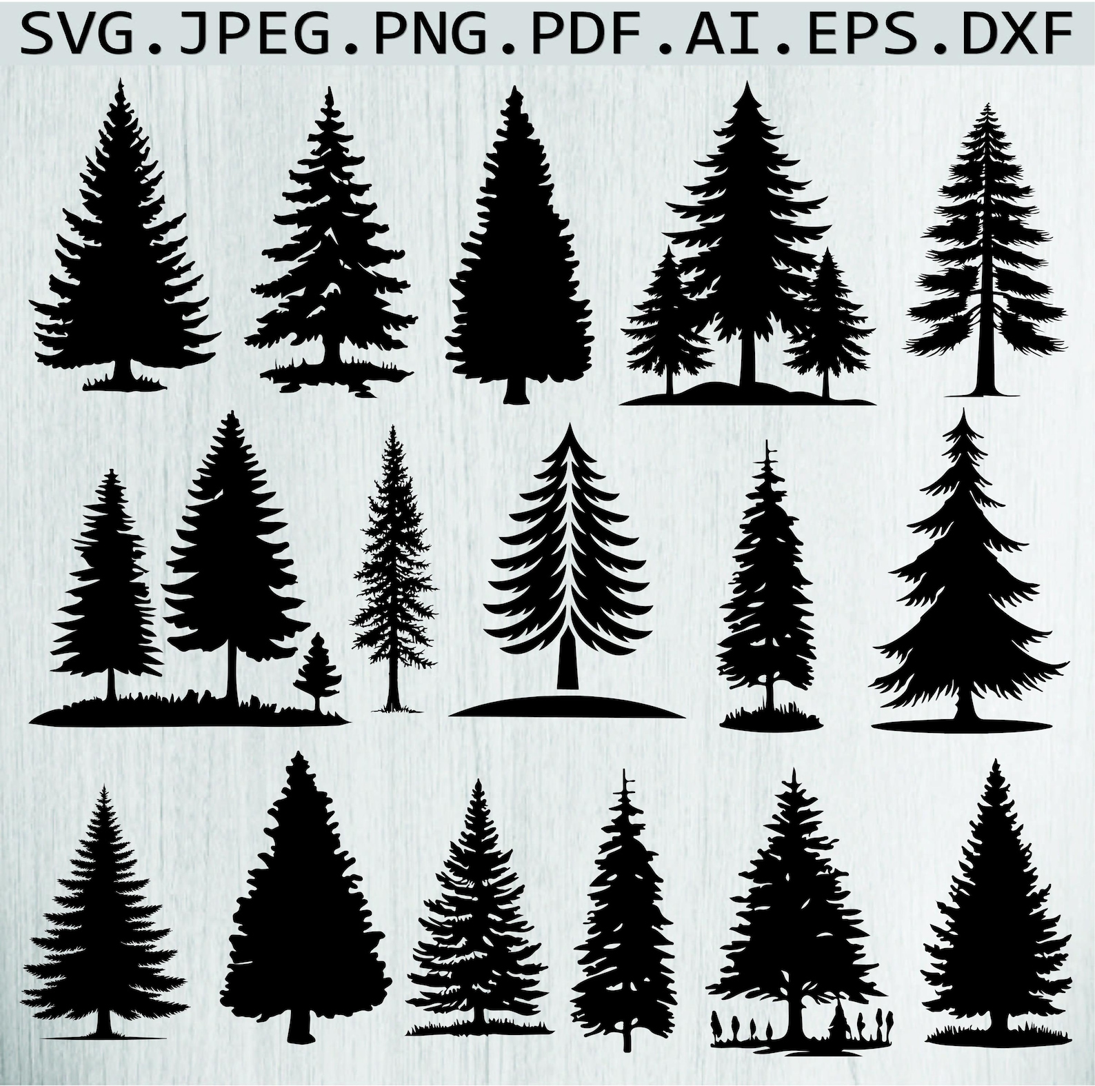 Evergreen Trees Svg, Pine Tree Svg Bundle, Forest Landscape Svg, Pine ...
