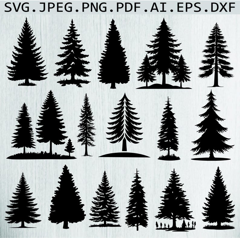 Evergreen Trees Svg, Pine Tree Svg Bundle, Forest Landscape Svg, Pine ...