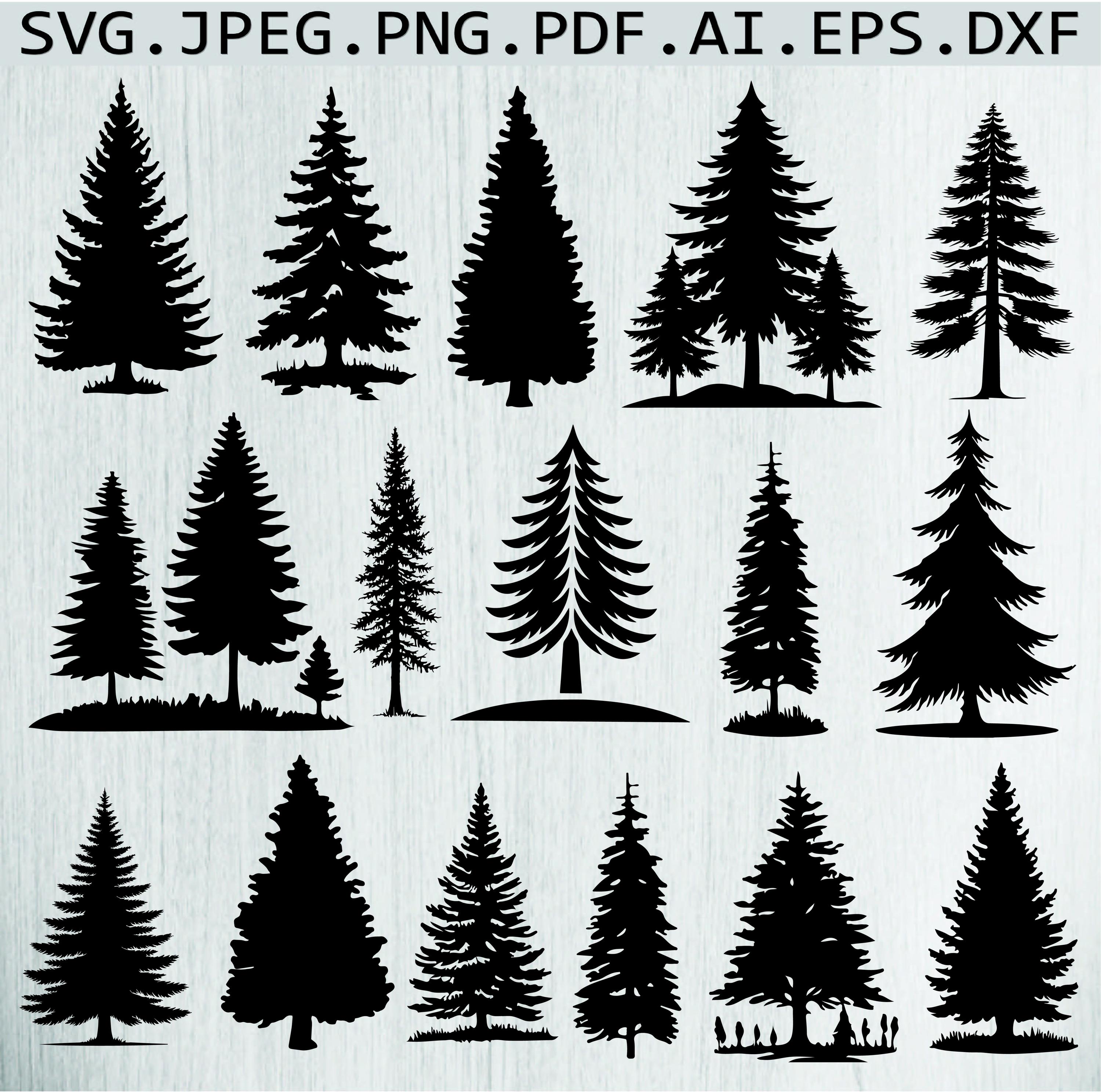 Evergreen Trees Svg, Pine Tree Svg Bundle, Forest Landscape Svg, Pine ...