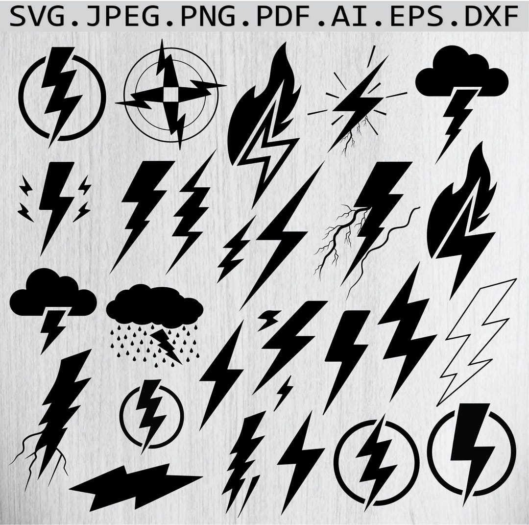 Lightning Svg Bundle, Lightning Svg, Lightning Clipart, Lightning Bolt ...