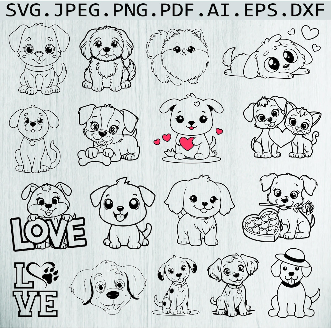 Cute Dog SVG, Cute Dog Svg Bundle, Cartoon Puppy Clipart, Dog ...