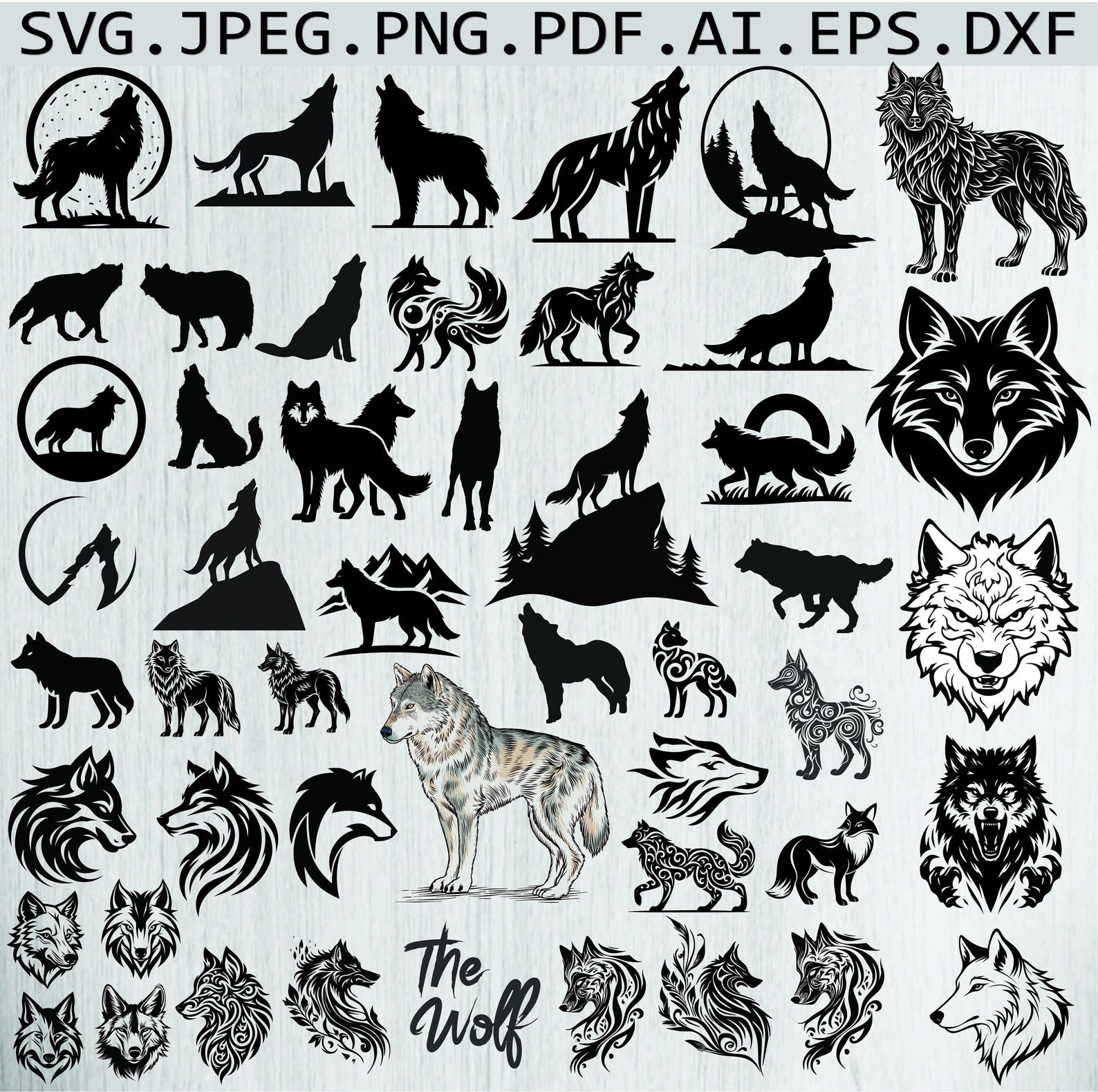 Wolf Svg Bundle, Wolf Head Svg, Sitting Wolf Svg, Forest Animals ...