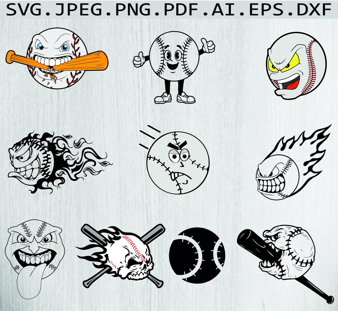 Baseball Svg,baseball Angry SVG Bundle,angry Mean Face, Fastball Sport ...