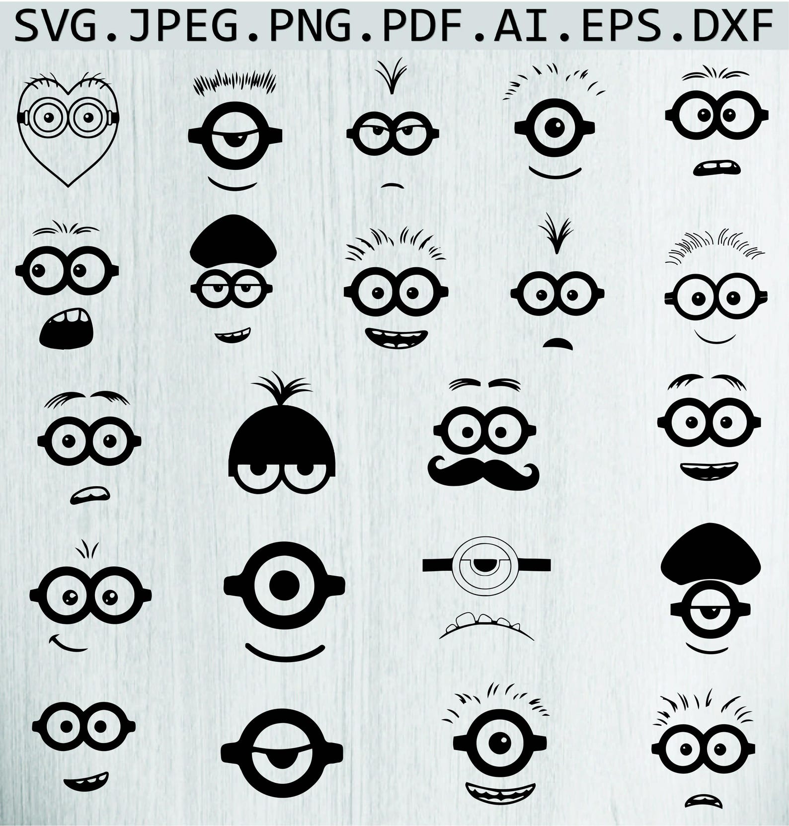 Minion Face SVG Bundle: Clipart Vector Graphics (digital Download) - Etsy