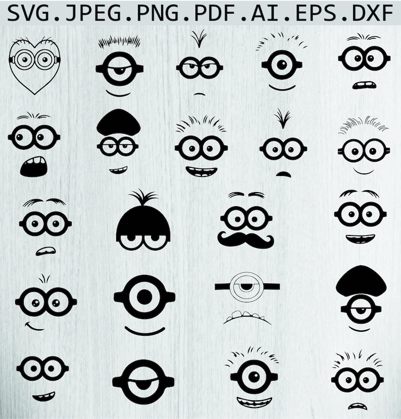 Minions Face Svg, Minion Face Svg Bundle, Minions Face Clipart, Minion ...