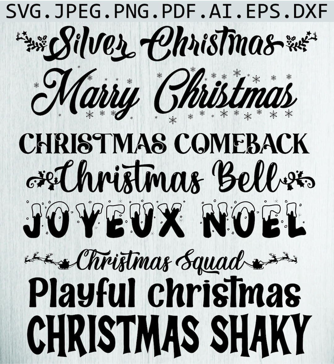 15 Christmas Font Svg, Christmas Fonts Svg Bundle,christmas Text Svg ...