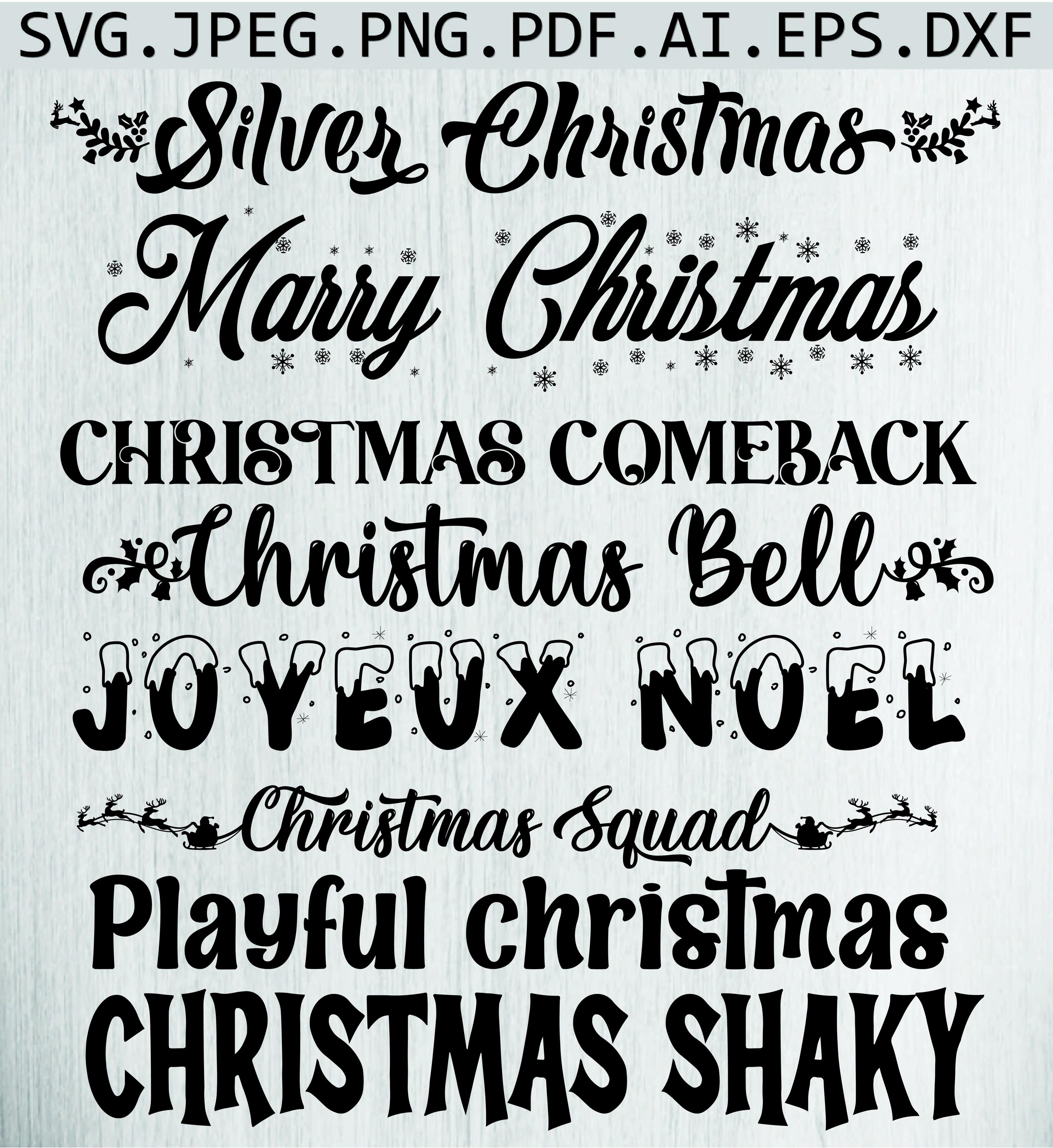 15 Christmas Font Svg, Christmas Fonts Svg Bundle,christmas Text Svg ...