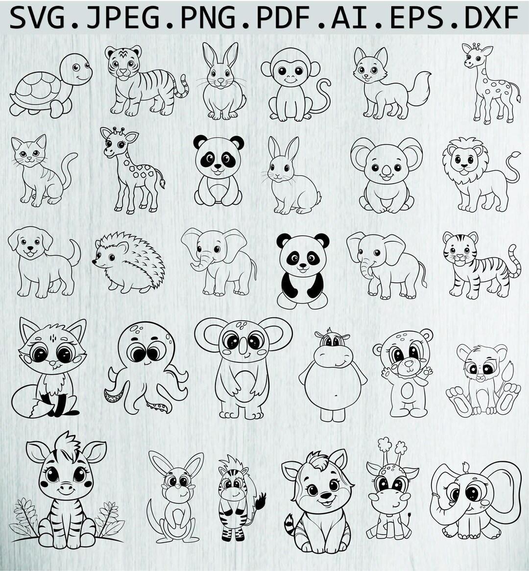 Animals Svg, Cute Forest Animals, Safari SVG, Animals Cricut, Doodle ...