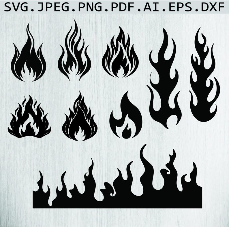 Fire Flames SVG Bundle: Clipart, Frame, PNG, DXF (digital Download - Etsy