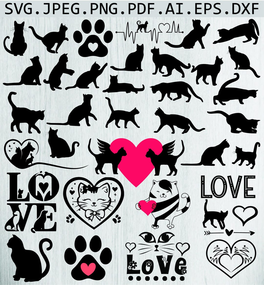 Cat Svg Bundle, Cat SVG, Cat Head SVG, Kitty Svg, Cat Face SVG, Cat Cut ...