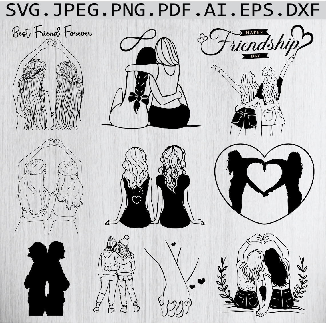 Best Friend Svg Bundle, Best Friend Svg. Friend Clipart, Besties Svg ...