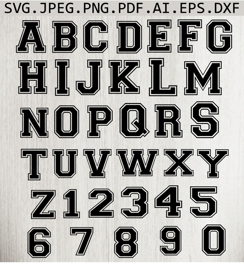 Varsitya Alphabet Svg,font Svg Bundle, Jersey Font Svg, Varsity Letters ...