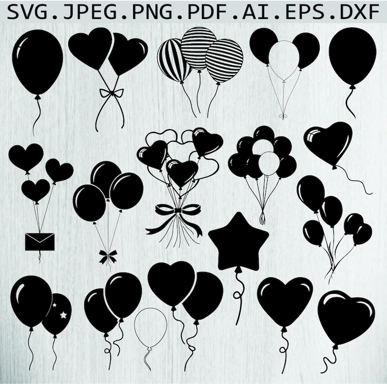 Balloon SVG Bundle: Birthday Cut Files (digital Download) - Etsy