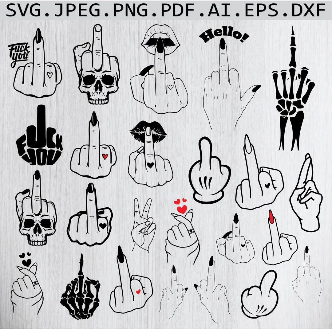 Middle Finger SVG Bundle: Skeleton Hand Clip Art (digital Download) - Etsy