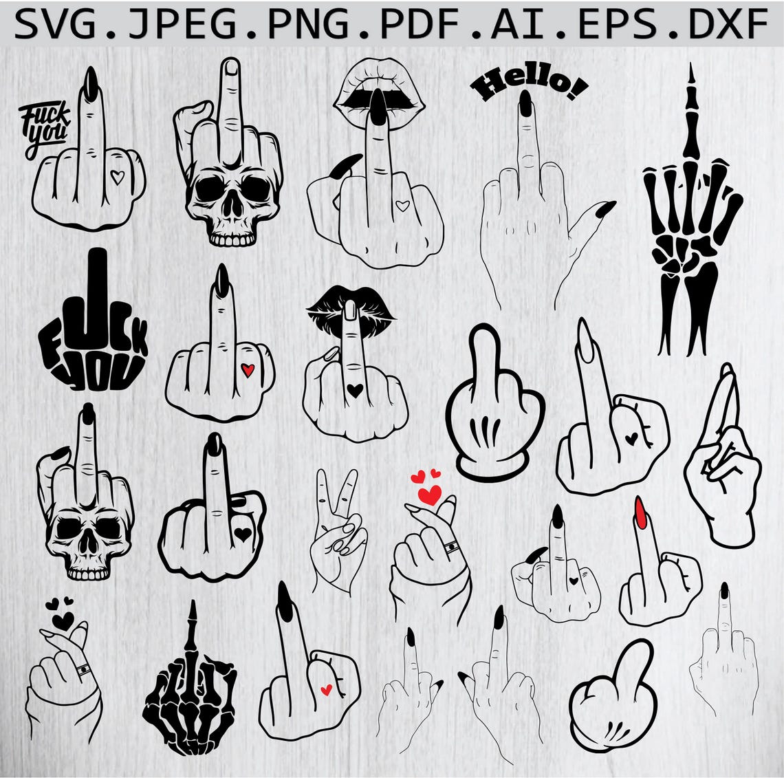 Middle Finger Svg Bundle, Middle Finger Clipart, Middle Finger Cut File ...