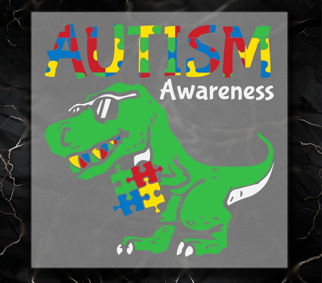 Autism Awareness T-rex DTF Transfer: Puzzle Dinosaur Iron-on - Etsy