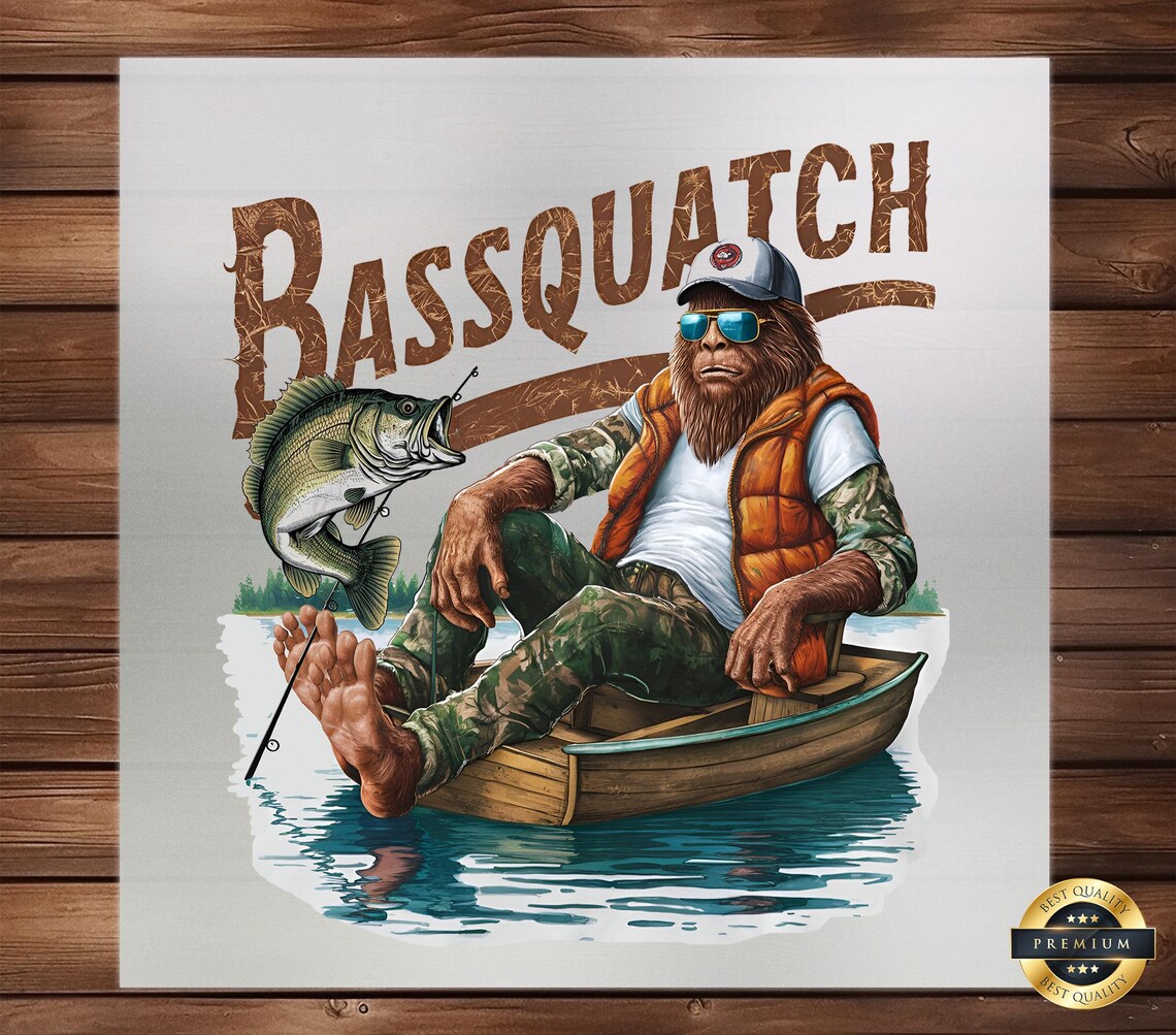Funny Bassquatch Fishing DTF Transfer: Outdoors Iron-on Decal - Etsy