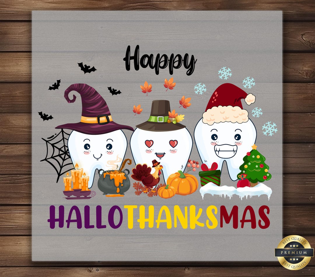 Hallothanksmas Tooth DTF Transfer: Holiday Dental Design, Ready to ...