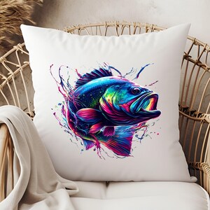 Neon Bass Fishing DTF Transfer: Vibrant Angling Design - Etsy