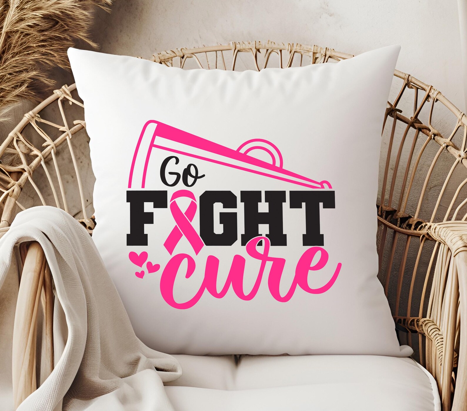 Breast Cancer Awareness DTF Transfer: Go Fight Cure Cheer - Etsy
