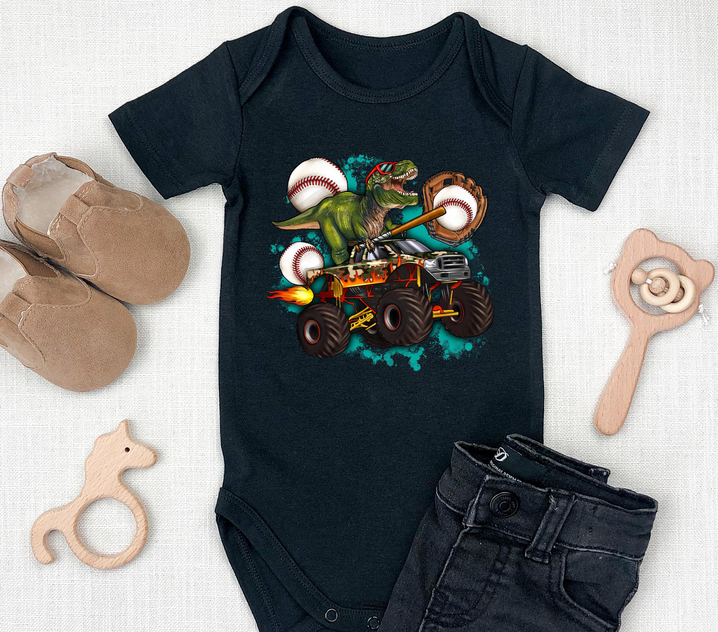 Monster Truck T-rex Baseball DTF Transfer: Kids' Sports Design - Etsy