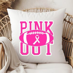 Pink Out Football DTF Transfer, Fight Cancer Pink Ribbon, Breast Cancer ...