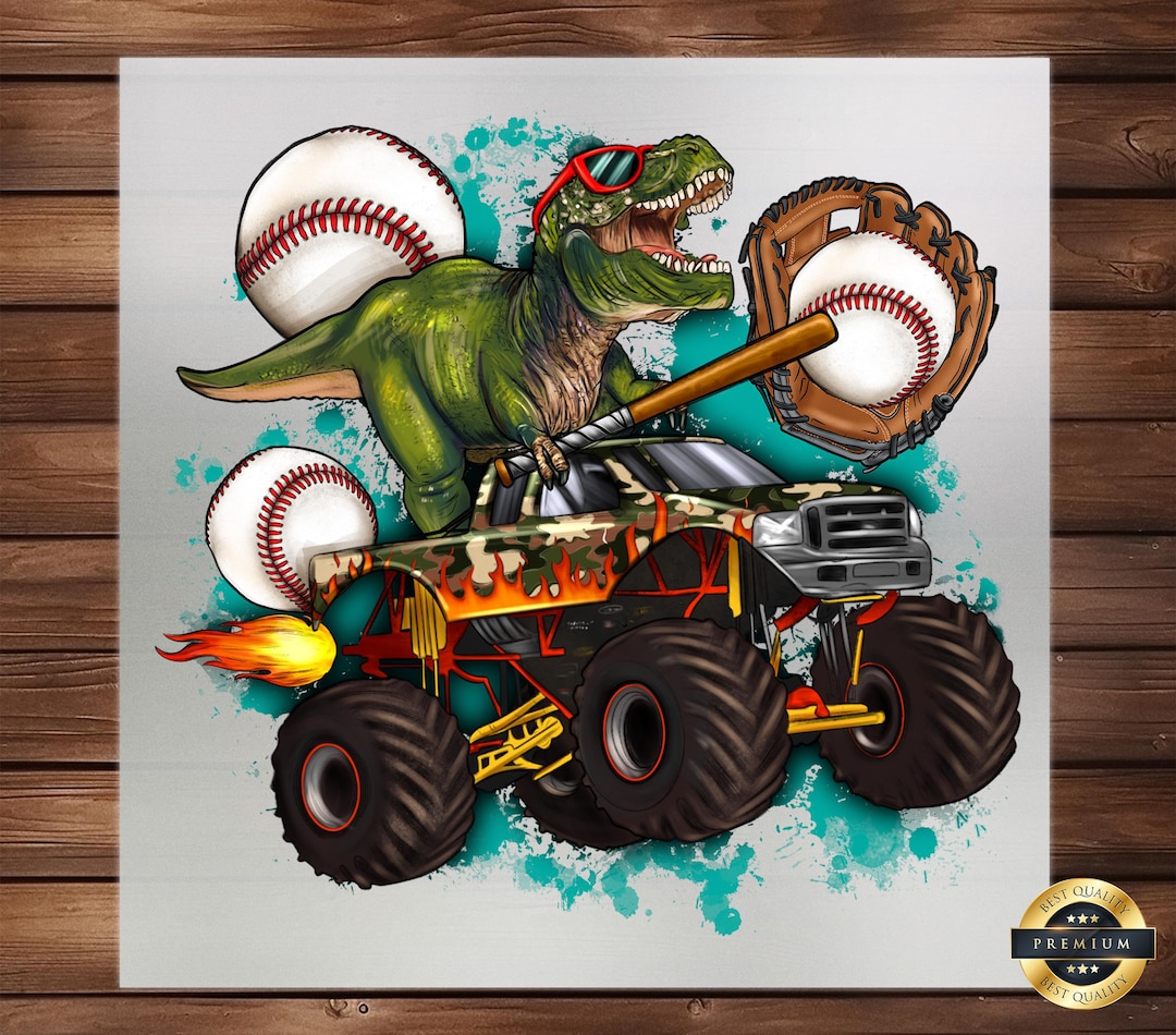 Monster Truck T-rex Baseball DTF Transfer: Kids' Sports Design - Etsy